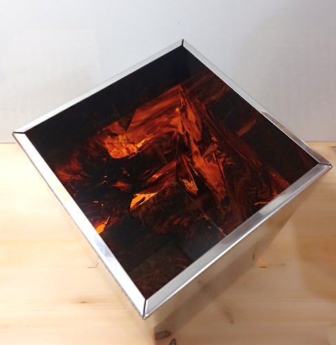 Turtle Shell Colored Acrylic and Chrome Container, 1970s for sale at Pamono