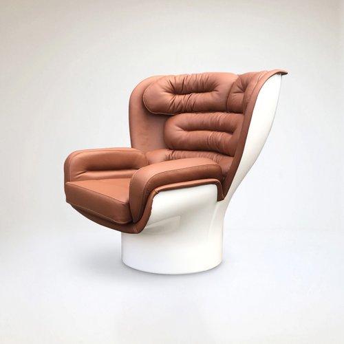 Silla Elda en blanco y coñac de Joe Colombo para Longhi, década de 2010 ...