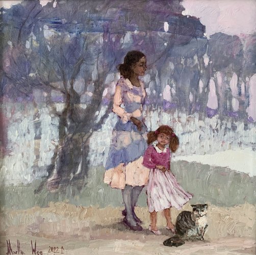 Martta Weg, A Walk, Oil on Canvas, 2022 for sale at Pamono