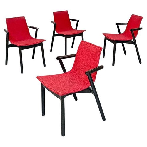 Italian Red Villabianca Chairs attributed to Vico Magistretti for ...