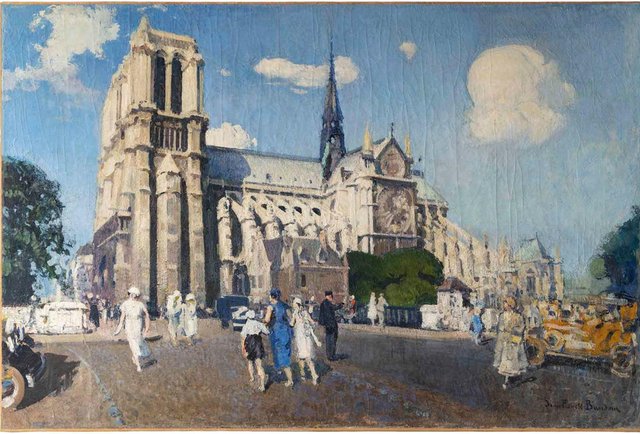 Jean Franck Baudoin, Notre Dame de Paris, Large Oil on Canvas for sale ...