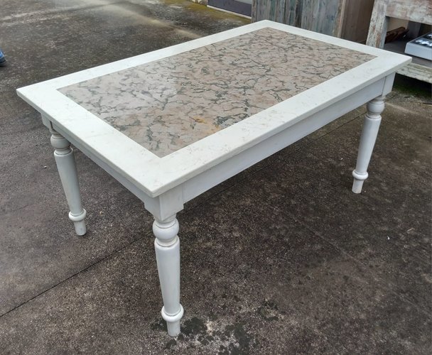 Antique Table with Marble, 1890s for sale at Pamono