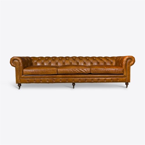 Tan chesterfield leather sofa store