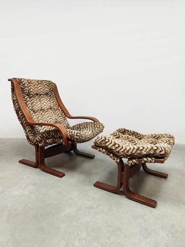 Set of Vintage Siesta Lounge Chair and Ottoman by Ingmar Relling for ...