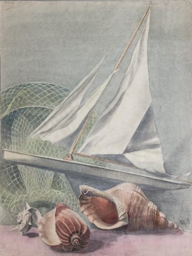 Jean Montels, Large Marine Scene, 1962, Artwork on Paper for sale at Pamono
