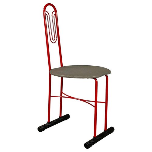 Modern Italian Aloha Chair in Red Metal and Grey Fabric by Molteni and ...