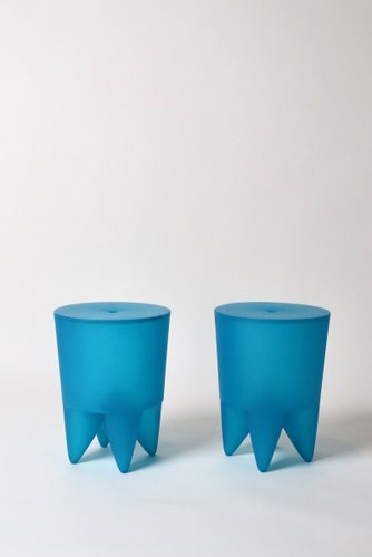 Bubu Hocker in Transluzentem Blau von Philippe Stark für XO, 1990er, 2er Set bei Pamono kaufen