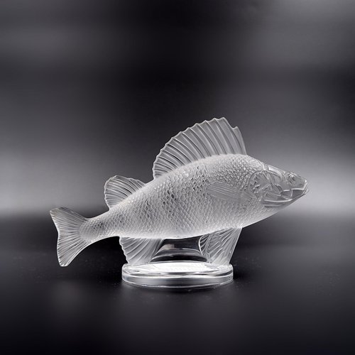 Frosted Crystal Perch Fish Sculpture by Lalique, France for sale at Pamono