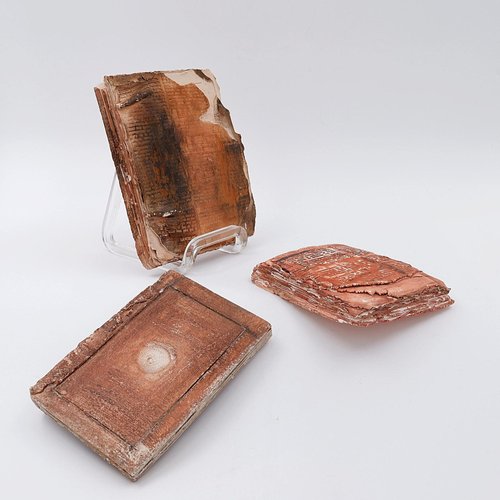 Terracotta Books by N. Lebrun for Fond d'Atelier, Belgium, 1980s, Set ...