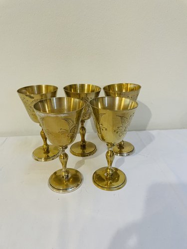 Brass Goblets, 1950s, Set of 5 for sale at Pamono