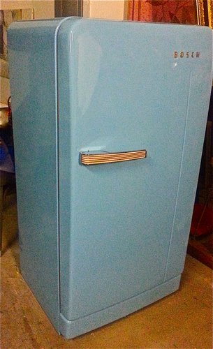 German Fridge in Blue and White from Bosch, 1950s for sale at Pamono
