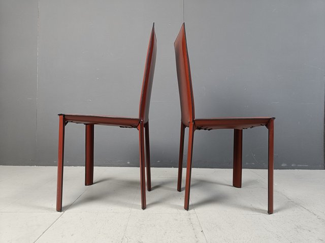Red Leather Dining Chairs by De Couro Brazil, 1980s, Set of 4 for sale ...