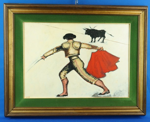 Gilberto Filibeck, Bullfighter with a Bull in a Bullfight, 20th Century ...