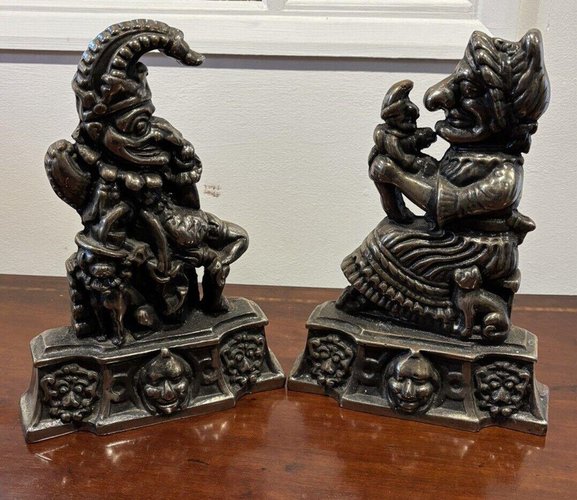 Punch and Judy Door Stops in Cast Iron, Set of 2 for sale at Pamono
