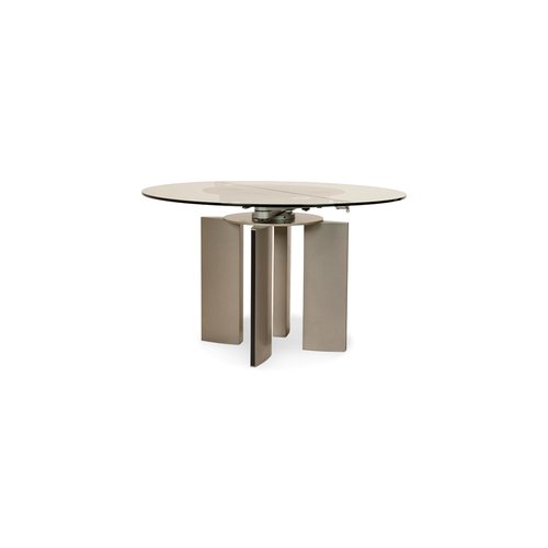 K / G 750 / E Dining Table in Glass and Silver Metal from Ronald ...