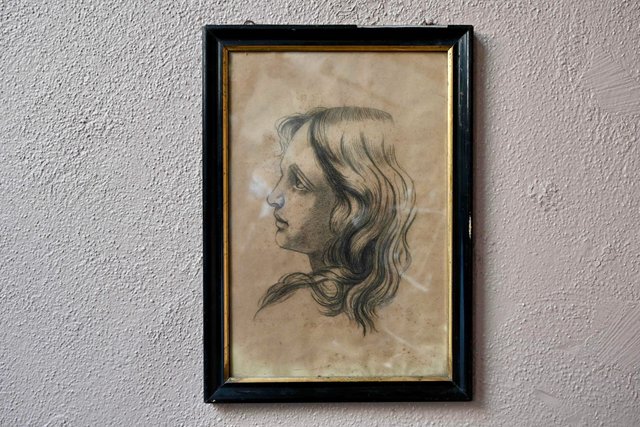 Portrait of a Young Woman, 1890s-1900s, Pencil Drawing, Framed for sale ...