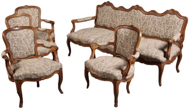 Antique Style Rococo Seating Group in Oak, 1900, Set of 5 for sale at ...