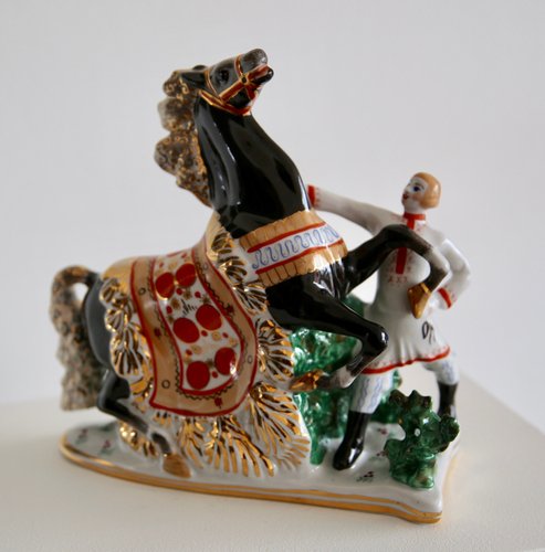 Russian Equestrian Porcelain Sculpture by Sergey Orlov, 1950s for sale at Pamono