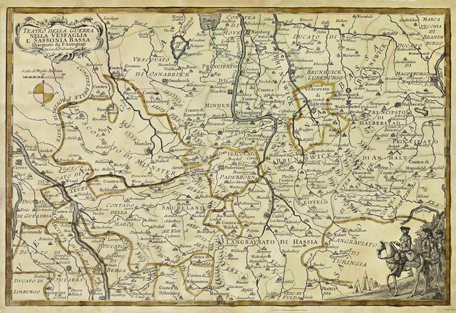 Map of the War: Lower Saxony Etching, 19th Century for sale at Pamono