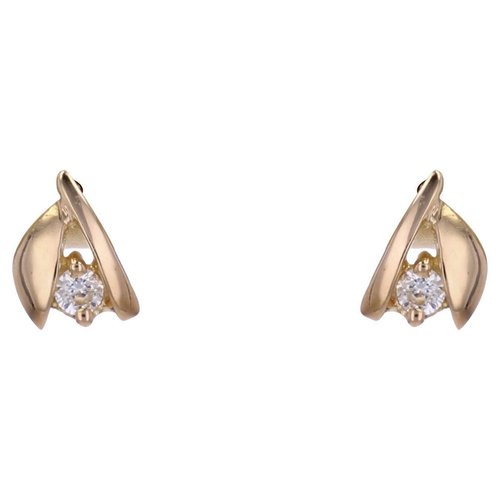 Modern White Gems 18 Karat Yellow Gold Stud Earrings, Set of 2 for sale ...
