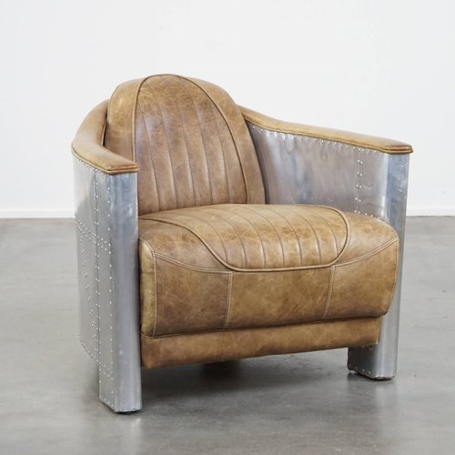 Aviator Chair in Cowhide with Aluminum and Pop Rivets for sale at Pamono