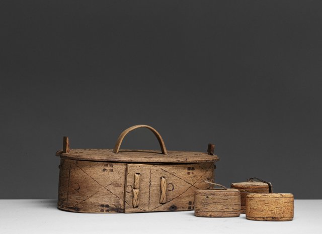 Antique 19th Century Swedish Traditional Bent Wood Boxes, Set of 4 for ...