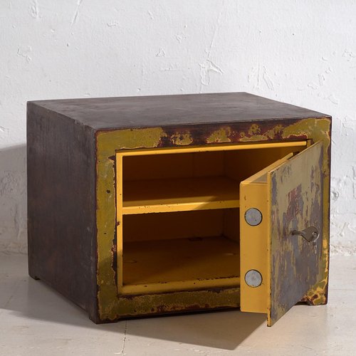 Antique Safe Box with Green Patina, 1920s for sale at Pamono