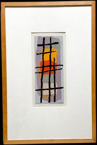 Andre Van Der Vossen, Mid-Century Abstract Composition in Pink, Orange ...