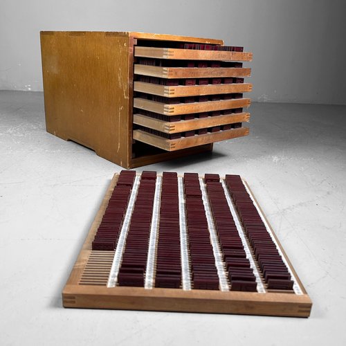 Wooden Letterpress Drawer, Japan, 1970s for sale at Pamono