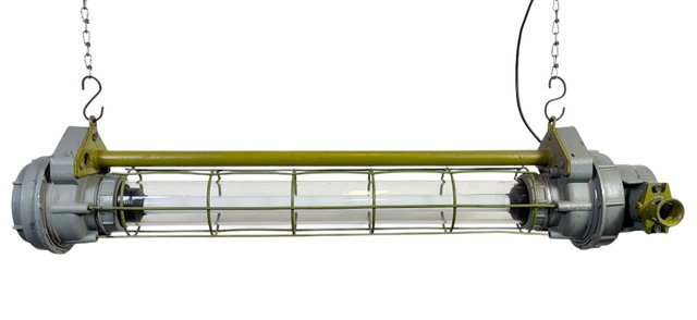 Soviet Industrial Grey Hanging Tube Light, 1970s for sale at Pamono