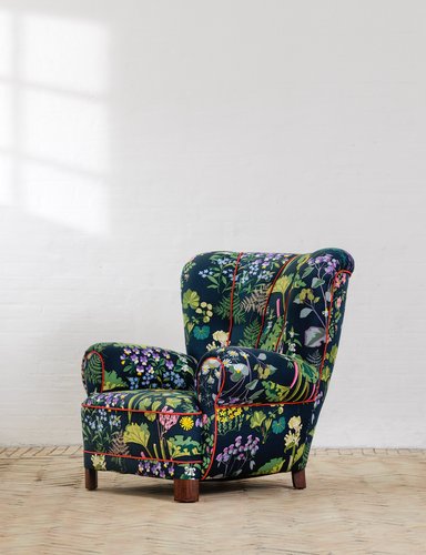 Large Armchair with Printed Uphlstery by Gocken Jobs for sale at Pamono