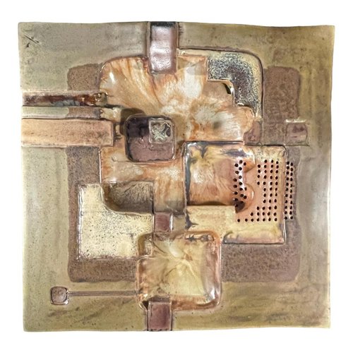 Jean-Michel Savary, Abstract Brutalist Sculpture, Glazed Stoneware ...