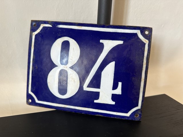 Antique French Enamel House Number Plaque, 1900 for sale at Pamono