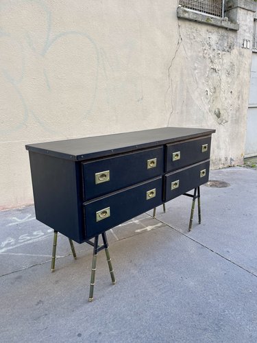 Stitched Leather Commode by Jacques Adnet, 1950s for sale at Pamono