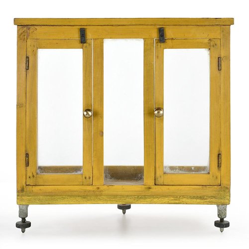 Small Wooden Display Case with Yellow Patina for sale at Pamono