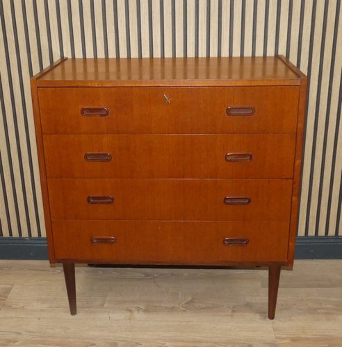 Teak Wide Chest of Drawers on Legs, 1960s for sale at Pamono