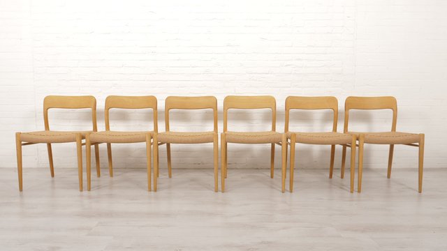 Oak Model 75 Dining Chairs by Niels Otto (N. O.) Møller for J.L ...