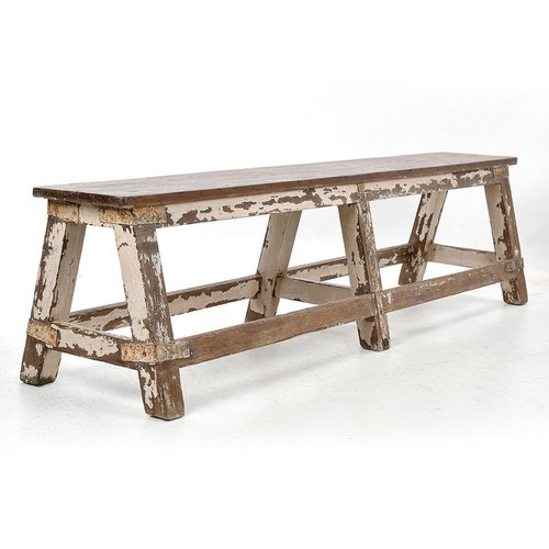 Weathered Solid Wood Bench for sale at Pamono