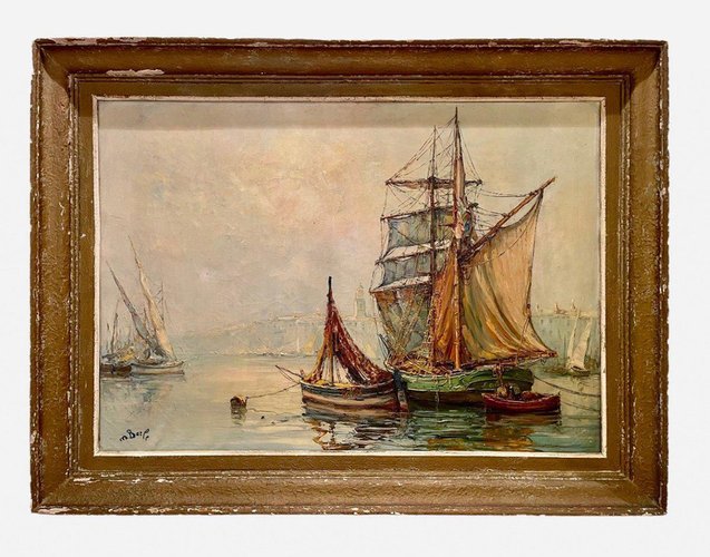 Maurice Barle, Sailboats in Provence, Oil Painting for sale at Pamono