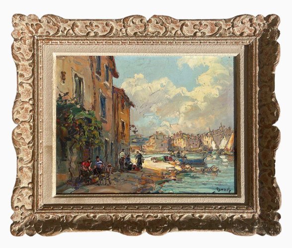 Maurice Barle, Small Port of Marseille, Oil Painting for sale at Pamono