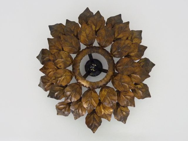 Sun Ceiling Light in Gold Metal, 1970s for sale at Pamono