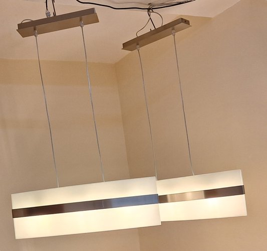Vintage Ceiling Lamps with Stainless Steel Frames and Arched Glass ...