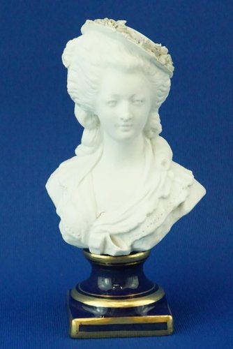 Rococo Bust in Biscuit Porcelain Depicting a Lady with Hat from Sevrès ...