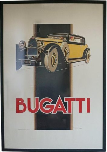 Bugatti Poster by Rene Vincent, 1960s for sale at Pamono