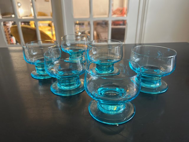 Blue Crystal Glasses from Cristalleries Lorraines, 1970s, Set of 6 for ...