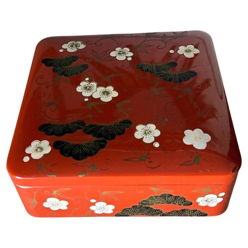 20th Century Black and Orange - Red Color Box in Lacquered Wood ...