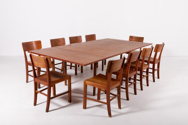 Large Mid-Century Modern Danish Dining Set from Illums Bolighus, 1960s, Set of 10 for sale at Pamono