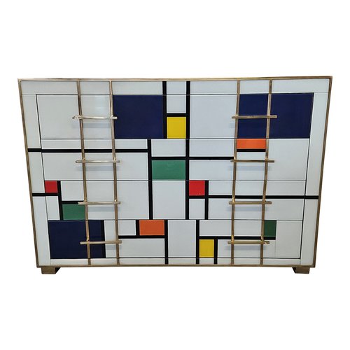 Mondrian Style Four-Drawer Dresser in Murano Glass, 1980s for sale at ...