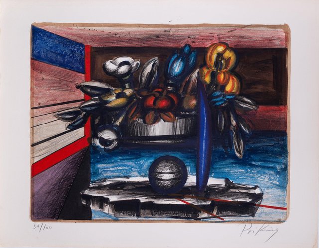Franz Priking, Still Life with Sphere, Lithograph for sale at Pamono
