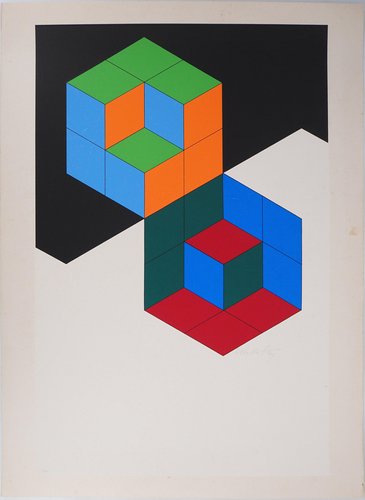 Victor Vasarely, Kinetic Composition: Bi Hexa, Screenprint for sale at Pamono